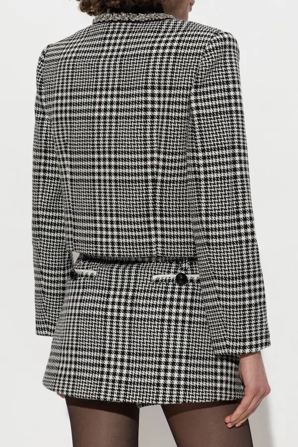 SELF-PORTRAIT Houndstooth Cropped Jacket