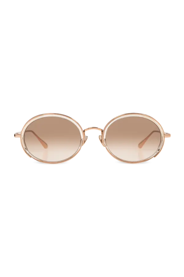 Linda Farrow Titanium Oval Sunglasses - Gold