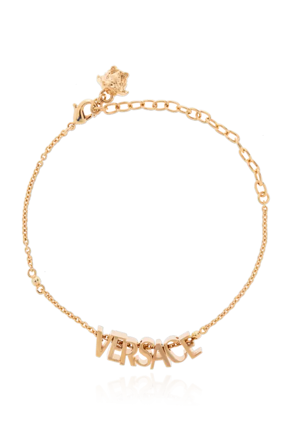 Versace Brass Bracelet With Logo - Gold