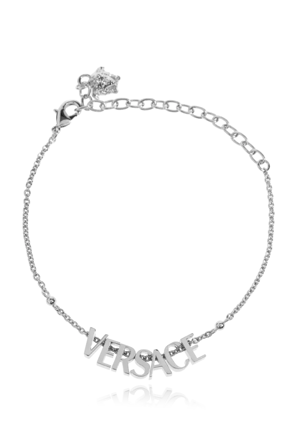 Versace Brass Bracelet With Logo - Silver