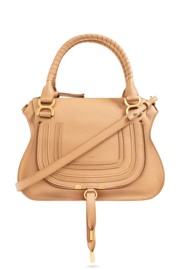 Chloé Marcie Medium Leather Shoulder Bag - Beige