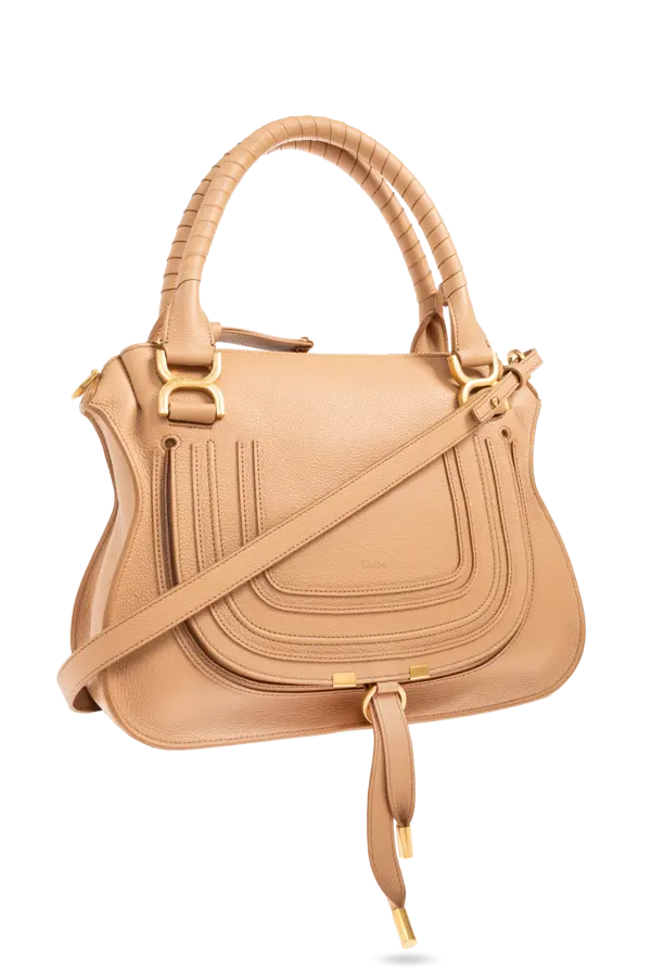 Chloé Marcie Medium Leather Shoulder Bag - Beige