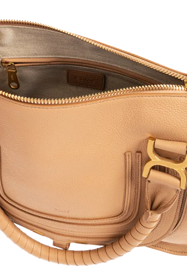 Chloé Marcie Medium Leather Shoulder Bag - Beige