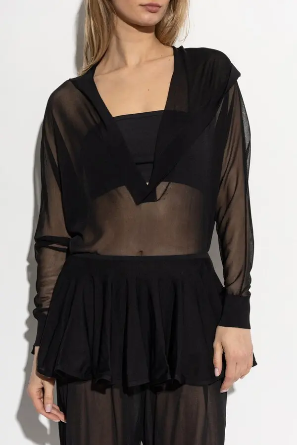 Alaïa Transparent Bodysuit With Hood - Black