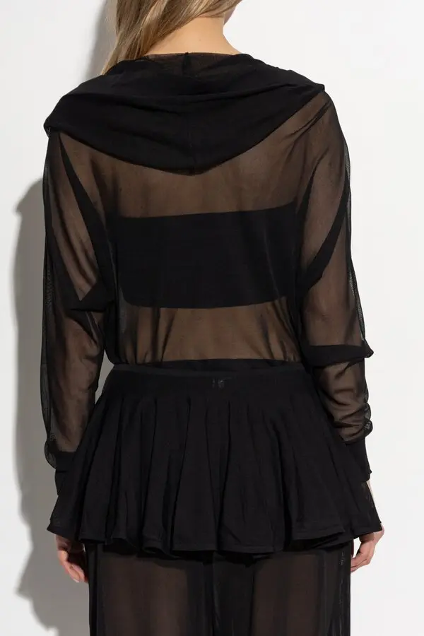 Alaïa Transparent Bodysuit With Hood - Black