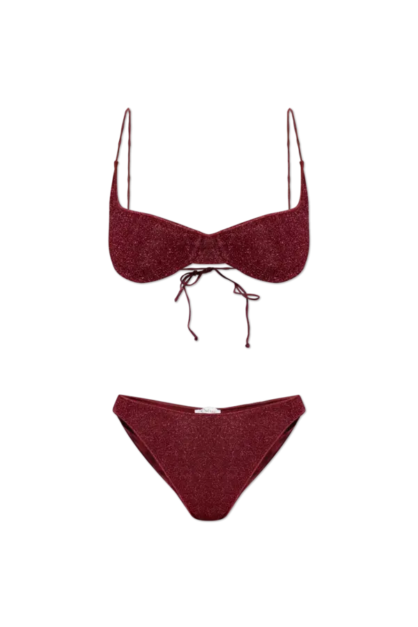 Oseree Lurex Two-piece Swimsuit - Burgundy