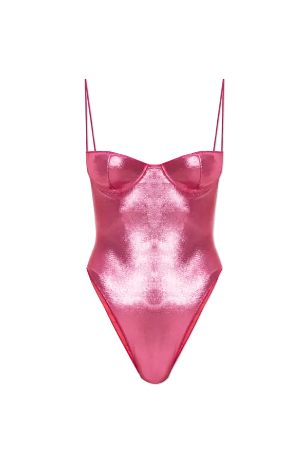 Oseree Metallic Finish One-piece Swimsuit - Pink