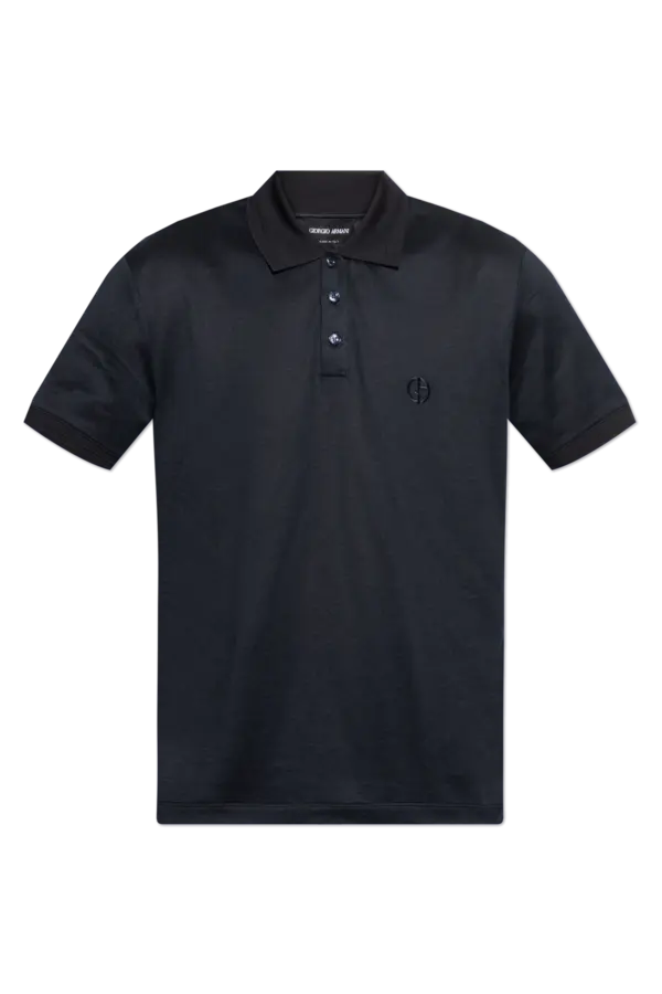 Giorgio Armani Polo With Embroidered Logo - Navy Blue