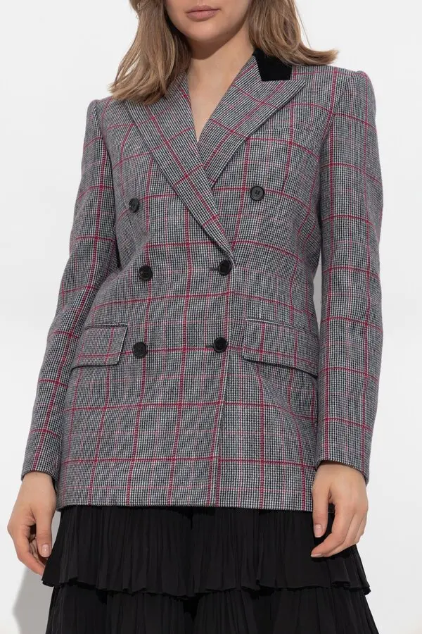 Chloé Double-breasted Glencheck Wool And Silk Blazer