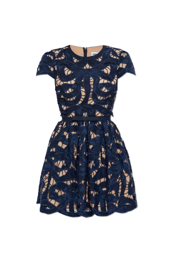 SELF-PORTRAIT Short-sleeve Embroidered Dress