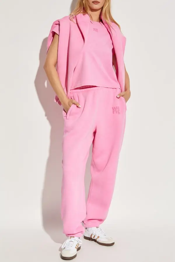 Alexander Wang Sweatpants With Embroidered Logo - Pink