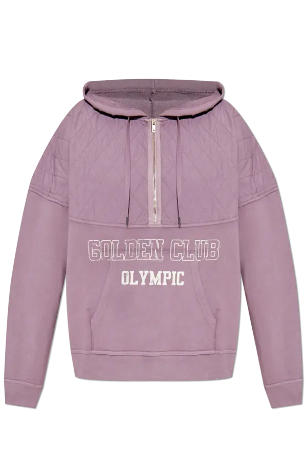 GOLDEN GOOSE Quilted Hoodie With 'golden Club' And 'olympic' Prints