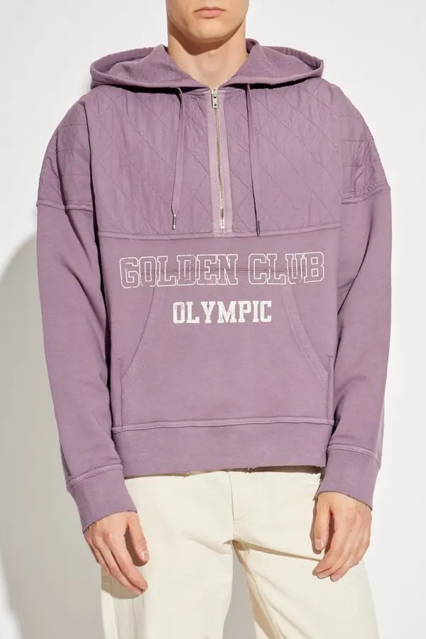 GOLDEN GOOSE Quilted Hoodie With 'golden Club' And 'olympic' Prints