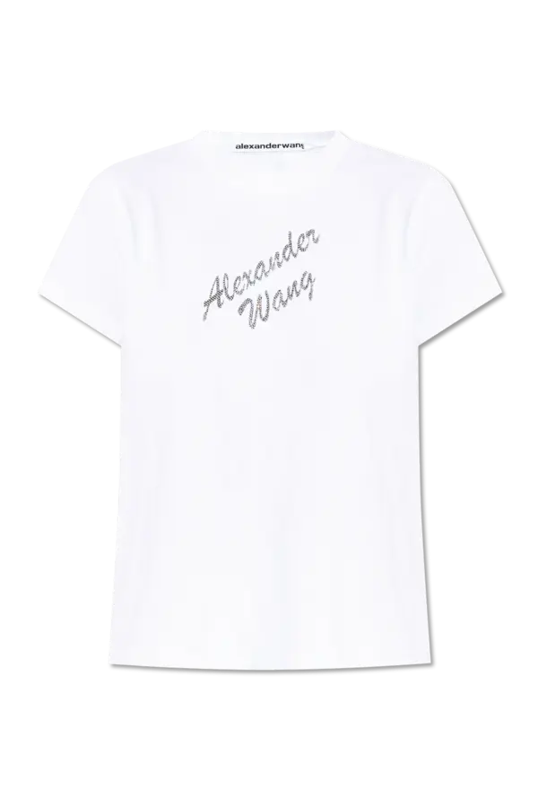 Alexander Wang Logo T-shirt With Crystal Embellishments - White