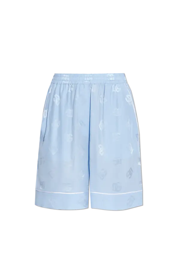 Dolce & Gabbana Silk Dg Embossed Shorts - Light Blue