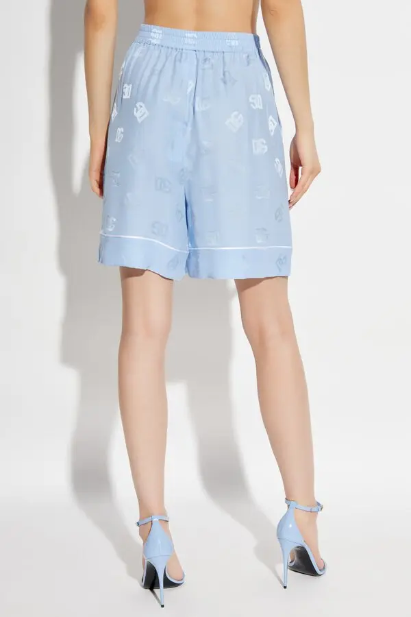 Dolce & Gabbana Silk Dg Embossed Shorts - Light Blue