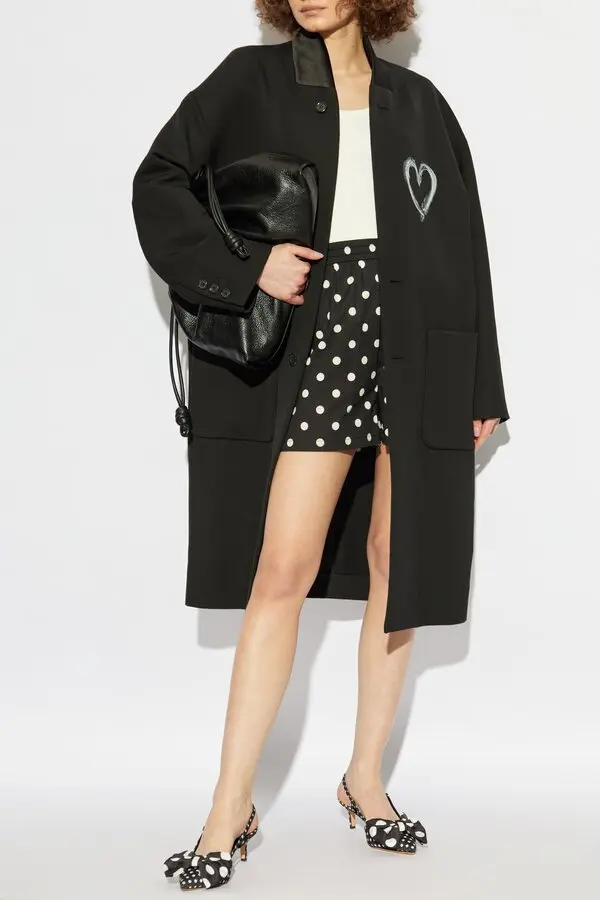 Moschino Heart Print Wool Blend Coat