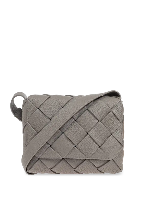 Bottega Veneta Shoulder Bag In Calf Leather With Woven Pattern - Grey