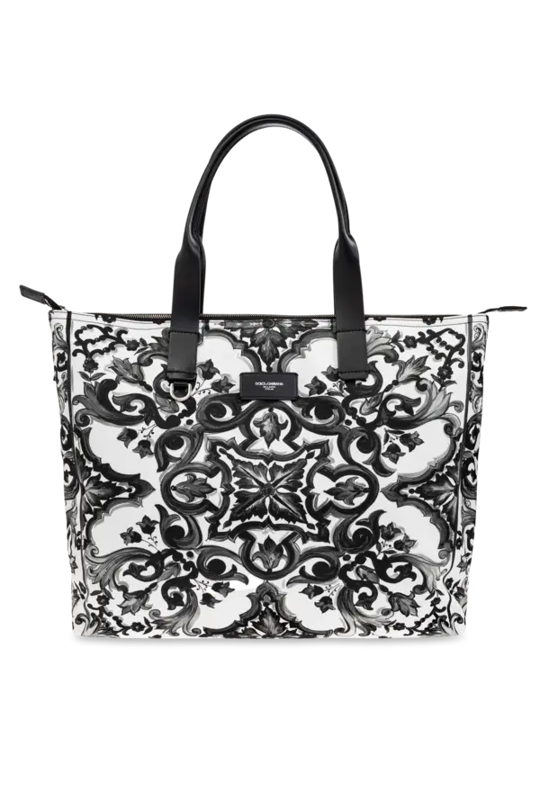 Dolce & Gabbana Majolica Print Shopper Tote Bag - Black