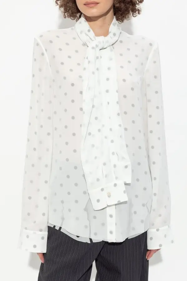 Acne Studios Polka Dot Shirt With Tie-neck Collar