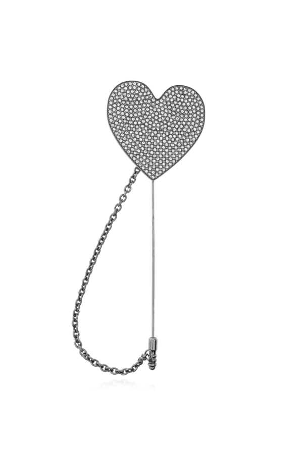 Moschino Heart-shaped Brooch - Silver