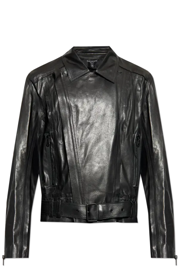 Balmain Lambskin Leather Biker Jacket