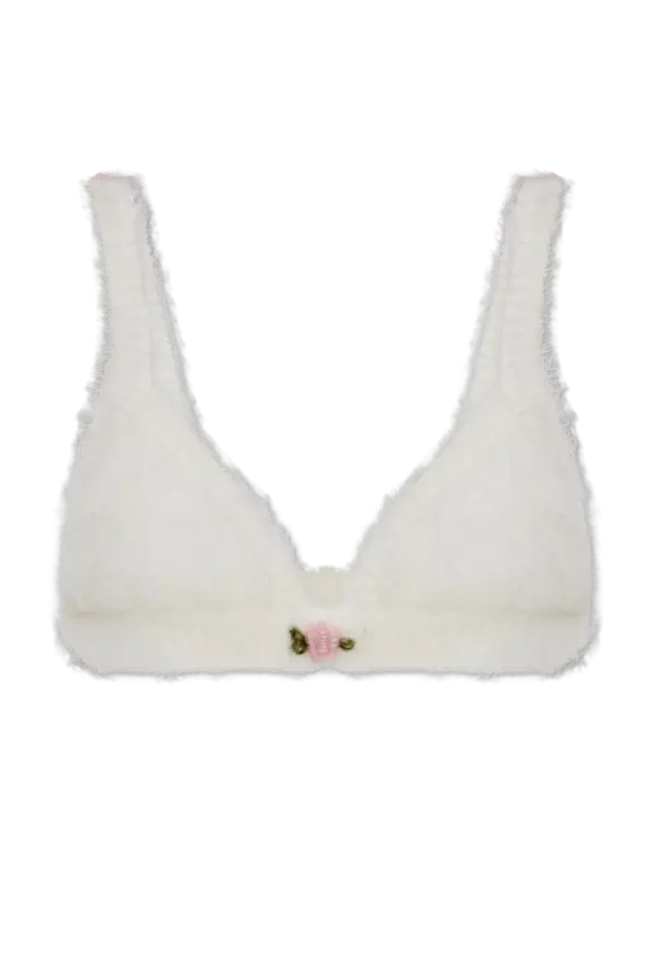 Alessandra Rich Wool Bra - White