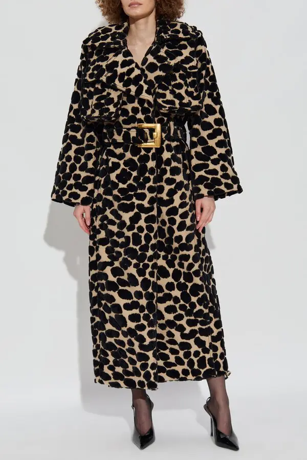 Balmain Patterned Cotton Coat With Belt