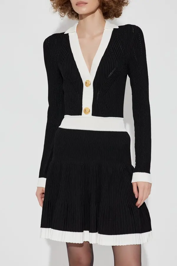 Balmain Long-sleeve Knit Mini Dress