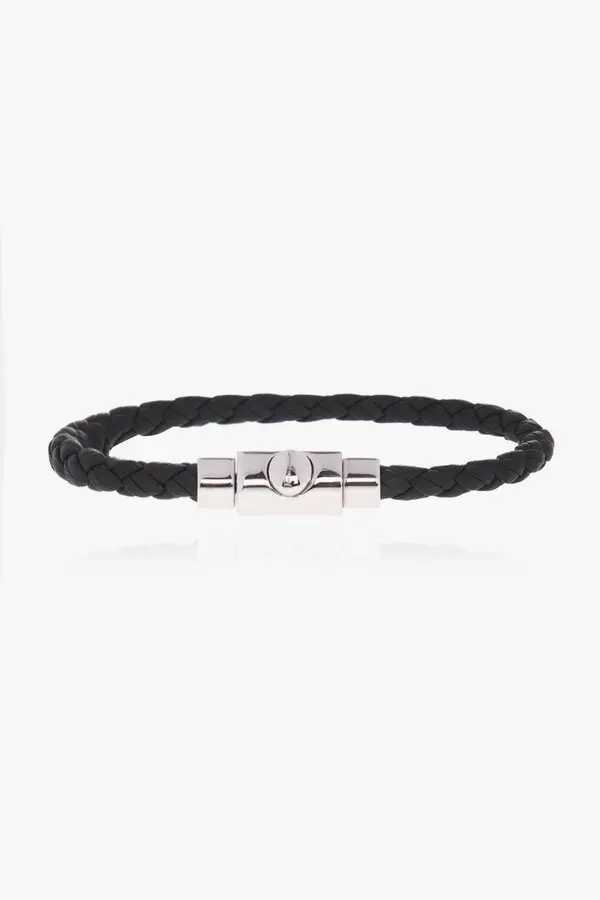 FERRAGAMO Braided Leather Bracelet - Black
