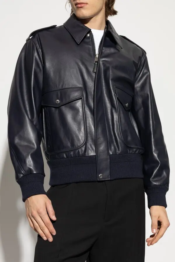 Givenchy Calfskin Leather Bomber Jacket - Black