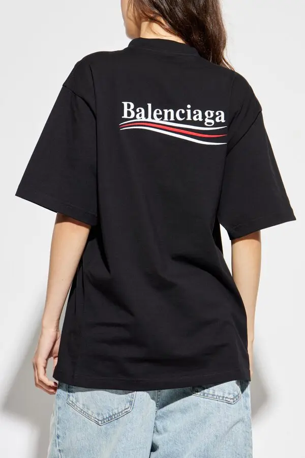 Balenciaga T-Shirt With Embroidered Logo - Black | Editorialist