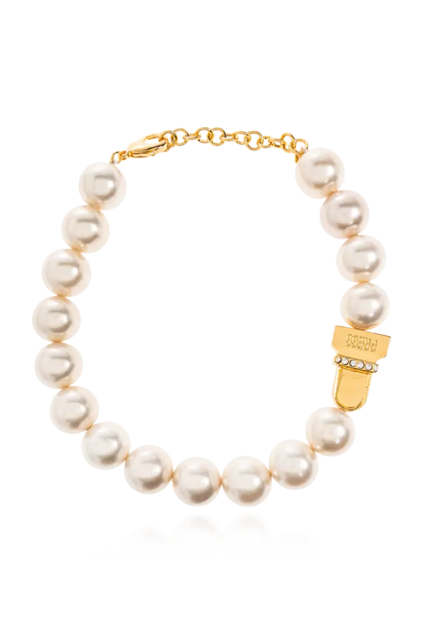 Moschino Press" Necklace - Cream