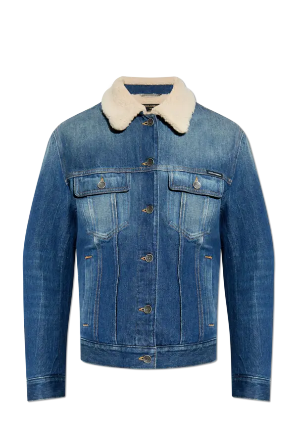 Dolce & Gabbana Denim Jacket With Fur Collar