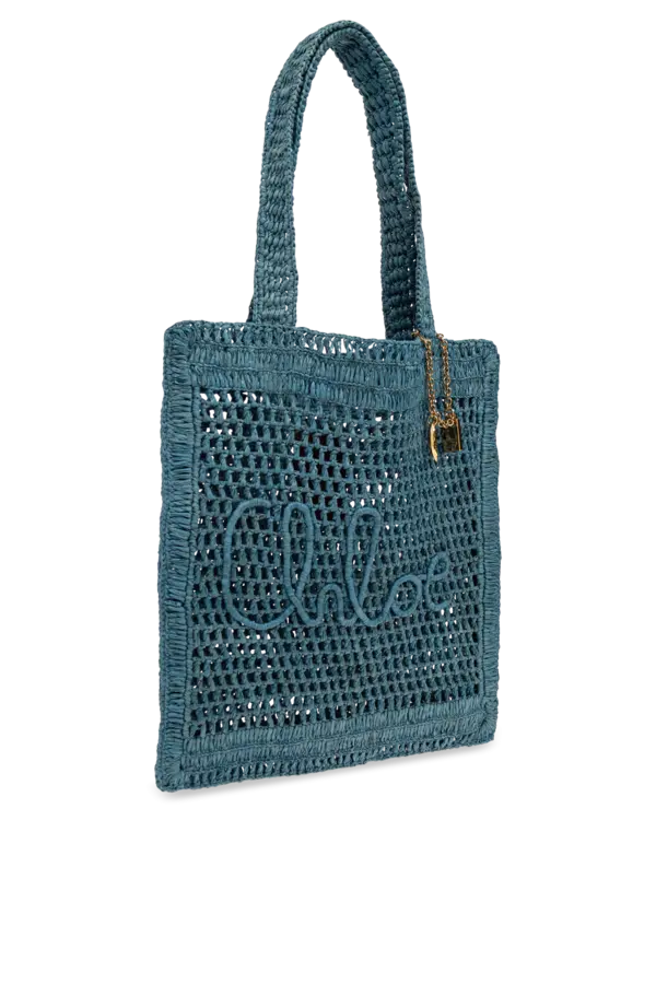 Chloé Raffia Shopper Bag - Blue
