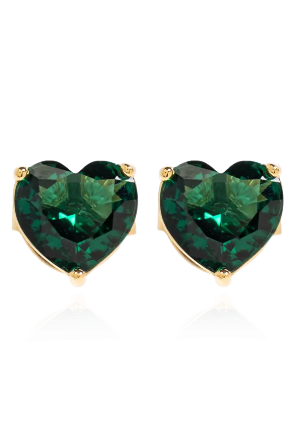 Kate Spade New York Brass Heart Stud Earrings - Green