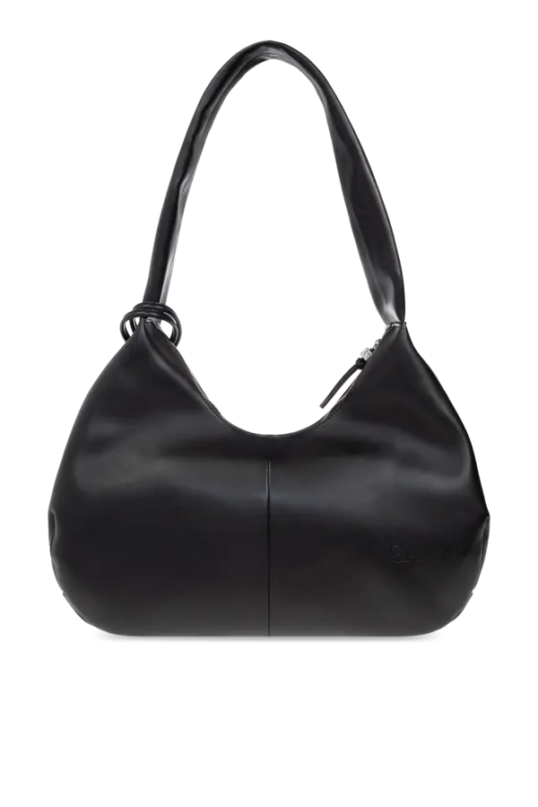 GANNI Recycled Leather Shoulder Bag - Black