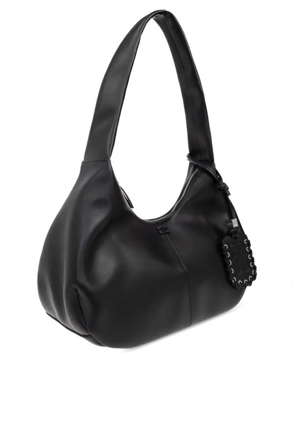 GANNI Recycled Leather Shoulder Bag - Black