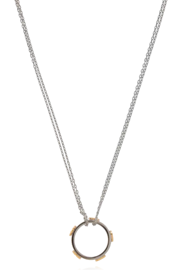 Tory Burch Brass And Glass Pendant Necklace - Silver