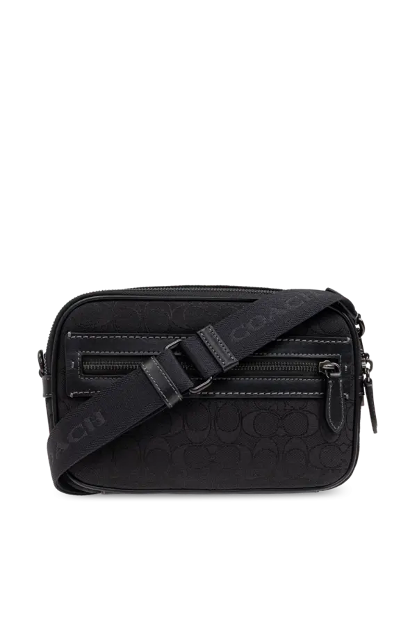 Coach Monogram Embossed Shoulder Bag - Black