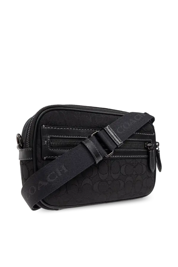 Coach Monogram Embossed Shoulder Bag - Black