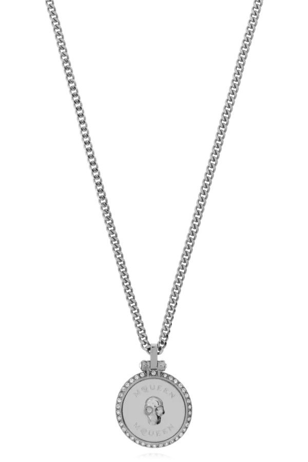 Alexander McQueen Brass Pendant Necklace - Silver