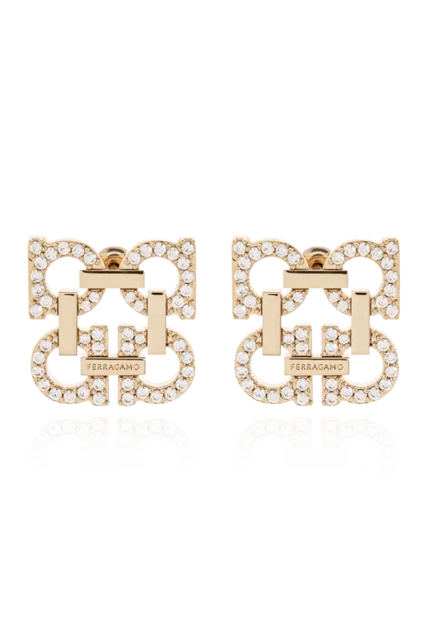 FERRAGAMO Earrings With Shimmering Crystals - Gold