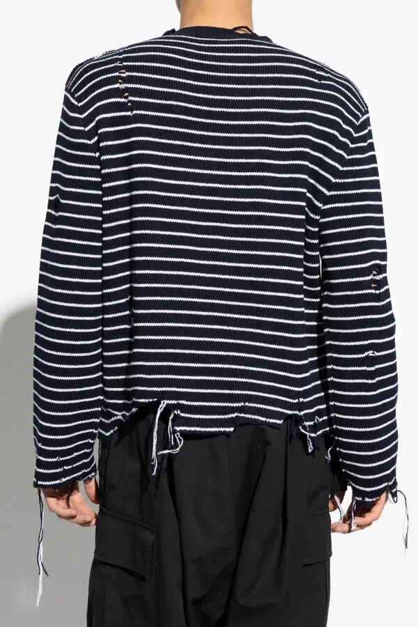 Alexander McQueen Striped Wool Sweater With Button Detail