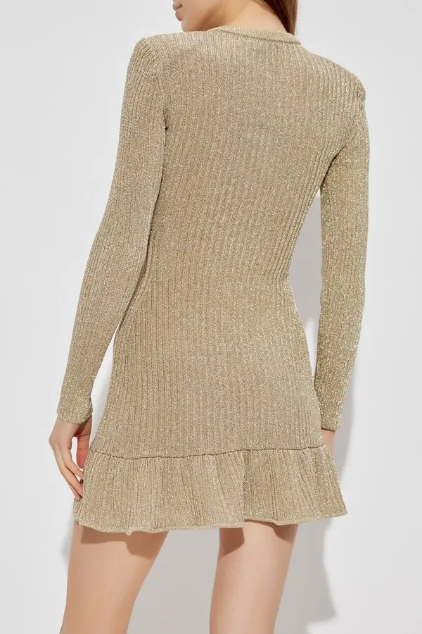 Self-Portrait Lurex Knit Mini Dress In Gold - 20% Off | Editorialist