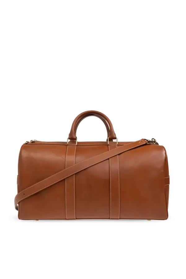 Bottega Veneta Leather Duffle Bag With Adjustable Shoulder Strap - Brown