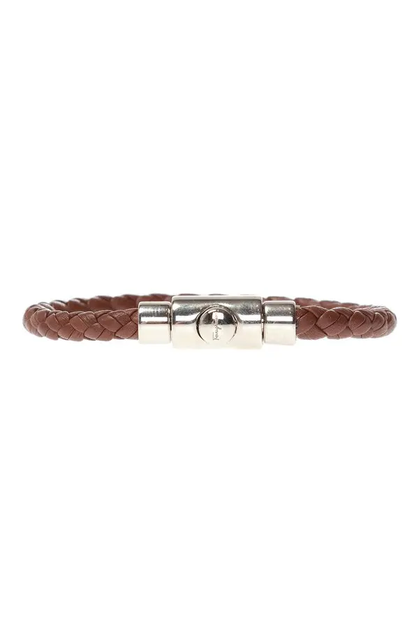 FERRAGAMO Logo Braided Bracelet - Brown
