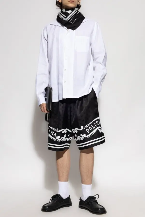 Dolce & Gabbana Silk Shorts With Logo Detail
