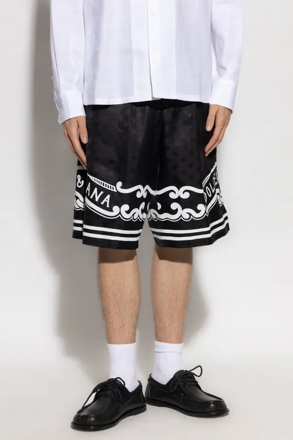 Dolce & Gabbana Silk Shorts With Logo Detail