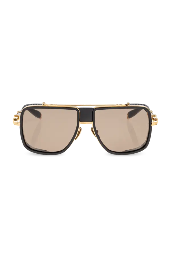 Balmain Sunglasses With Acetate And Gold Metal Frames - Black